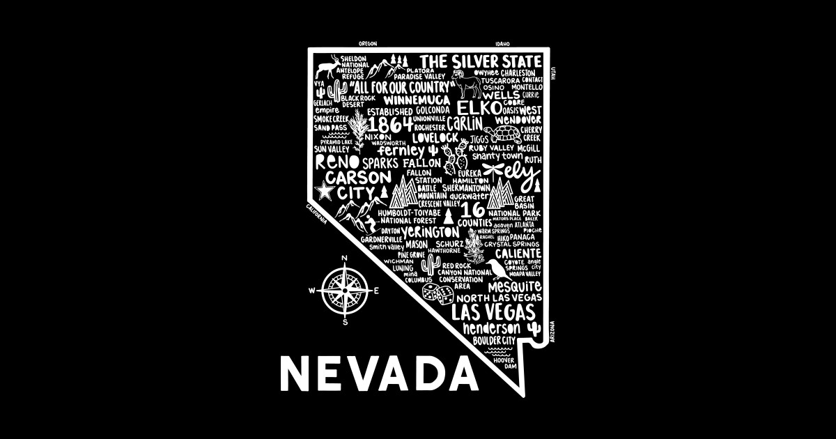 Nevada Map - Nevada - Posters and Art Prints | TeePublic