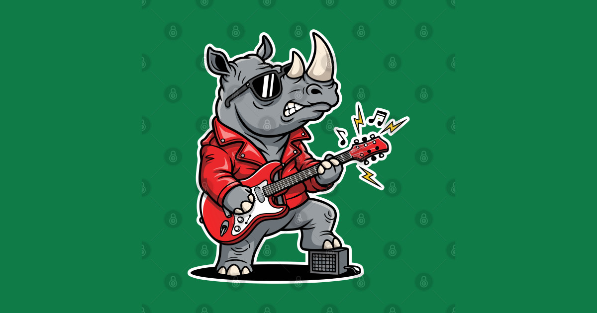Kawaii Rhino Rocker Decal - Rhino Lover - T-Shirt | TeePublic