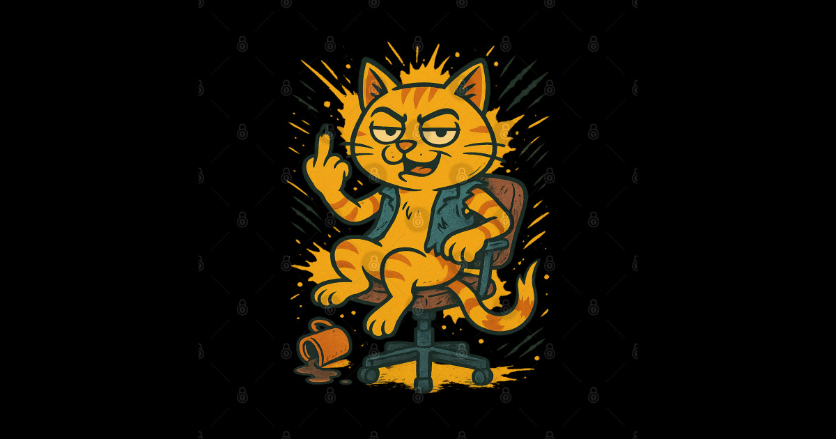 Middle Finger Cat – Grumpy Office Rebel Cartoon Shirt - Middle Finger ...