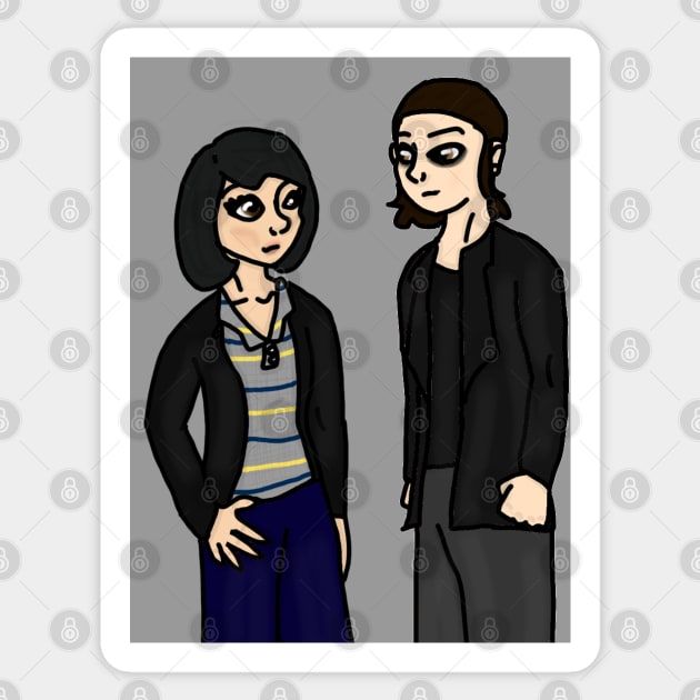 Genderbent Mike and El (background) - El - Sticker | TeePublic