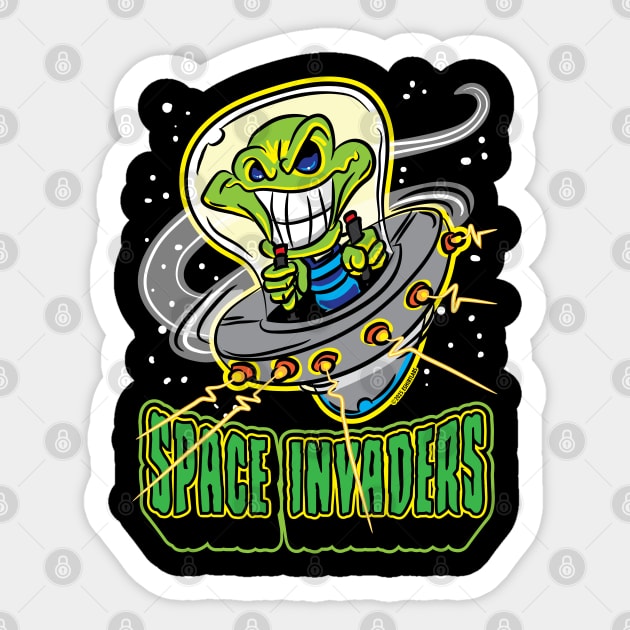 Alien Space Invaders - Alien Space Invaders - Sticker | TeePublic