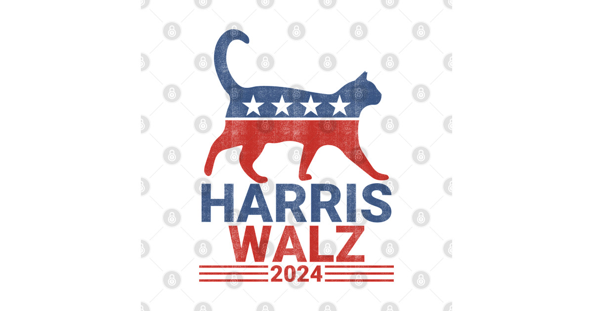 Harris Walz Cat 2024 - Harris Walz Cat - T-Shirt | TeePublic