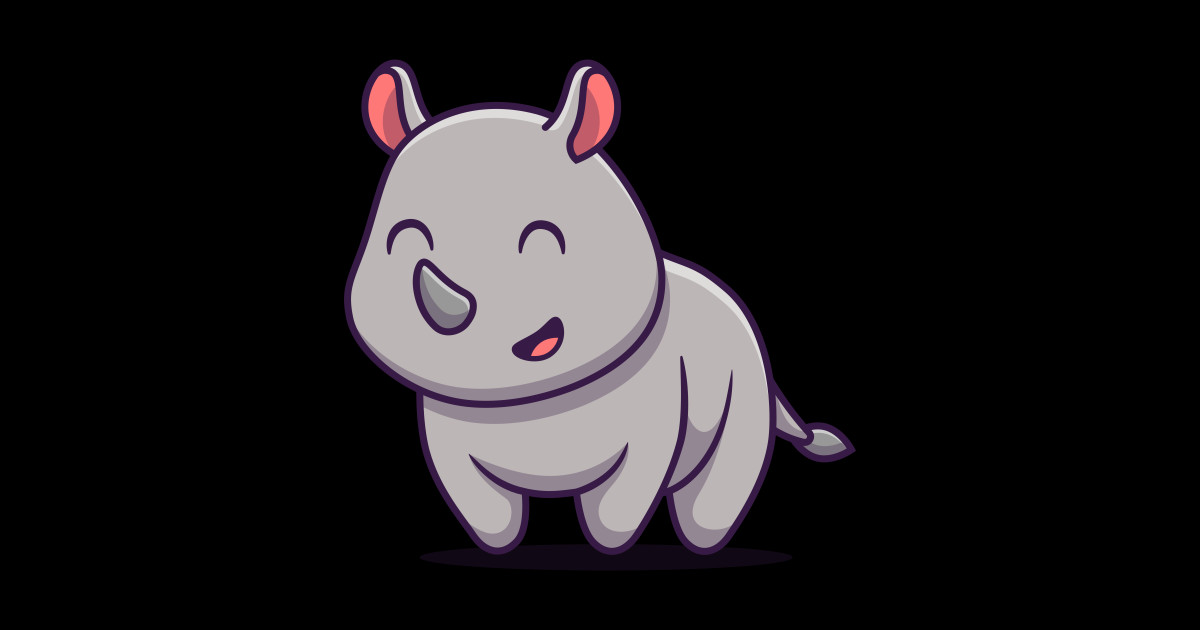Cute Rhino Smiling - Rhino - Sticker | TeePublic