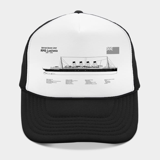 RMS Lusitania ship plans. Cunard Ocean Liner - SDpng - Lusitania - Hat ...