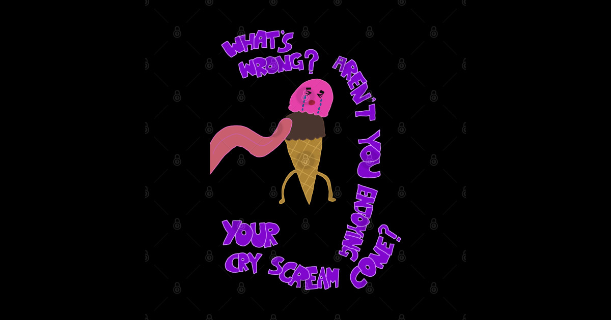 Cry Scream Cone Illustration - Ice Cream Pun - Sticker | TeePublic
