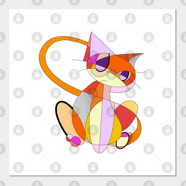 Cubism cat - Cubistic Art - Posters and Art Prints | TeePublic