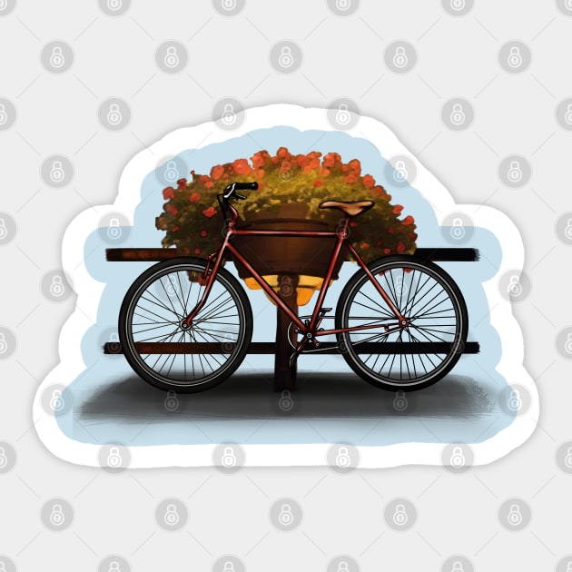 Bike Leaning Against Dutch-Style Scaffold - Bike - Sticker | TeePublic
