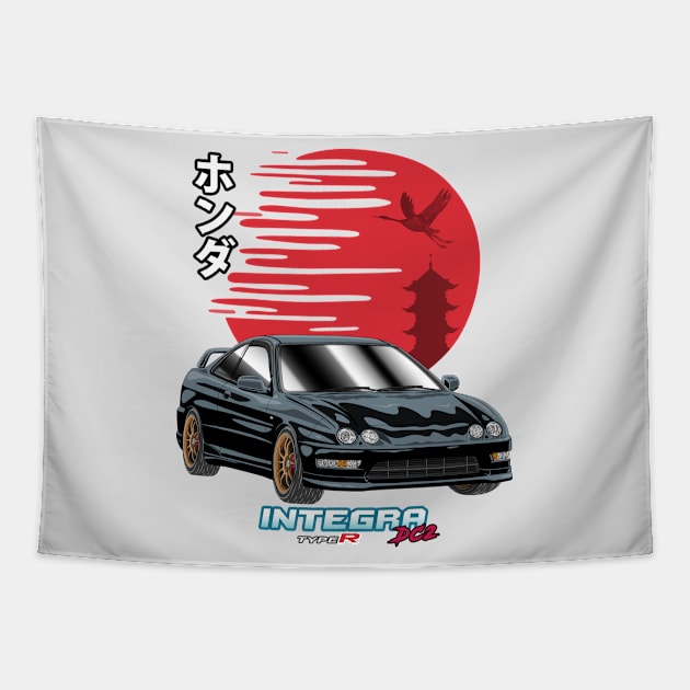 Black Honda Integra Type R DC2 Nippon Sun - Integra - Tapestry | TeePublic