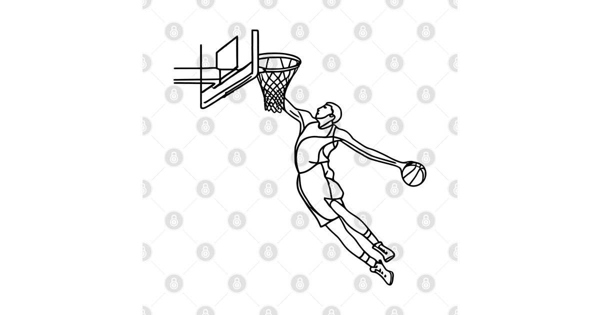 slam dunk line art - Line Art - T-Shirt | TeePublic