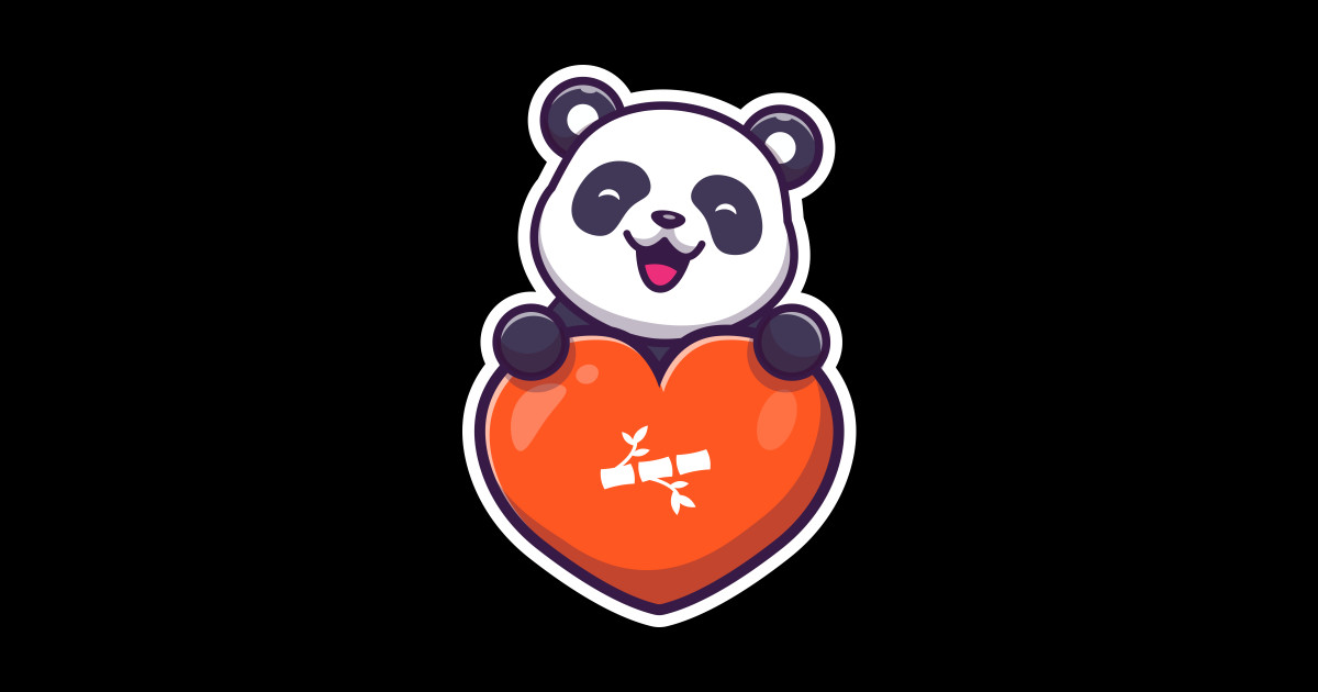 Cute panda love - Panda - Sticker | TeePublic