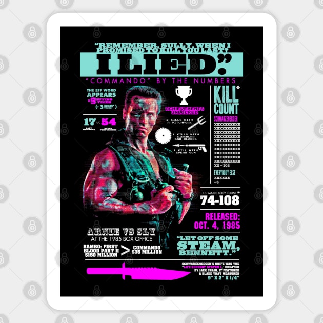 Commando 1985 infographic - Commando - Sticker | TeePublic