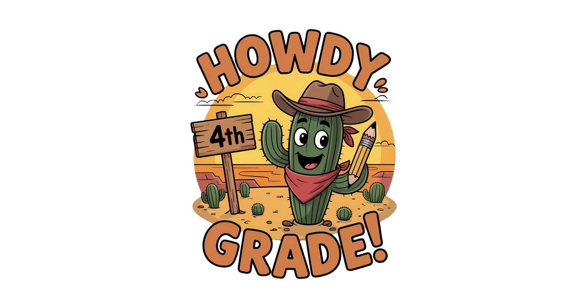 Howdy 4Th Grade First Day Of School Western Cowboy Cactus - Howdy 4th ...
