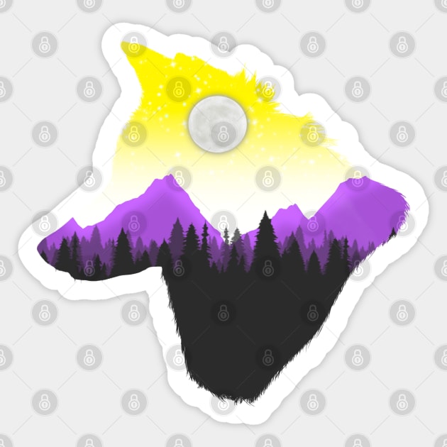 Nonbinary pride wolf - Lgbt - Sticker | TeePublic