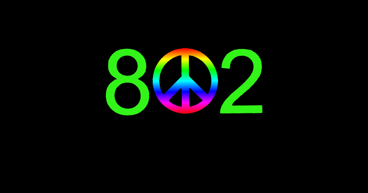 Vermont Rainbow Neon 802 Peace Sign - Vermont 802 - Sticker | TeePublic