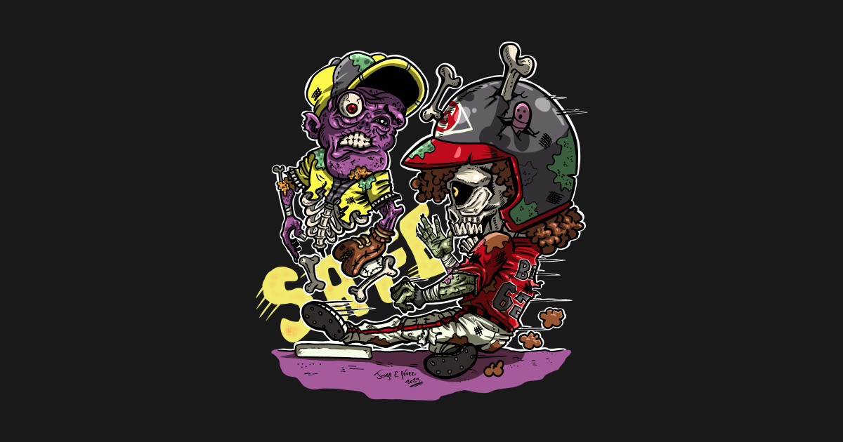 Escogido vs Aguilas zombie base runner - Peloteros Zombies - T-Shirt ...