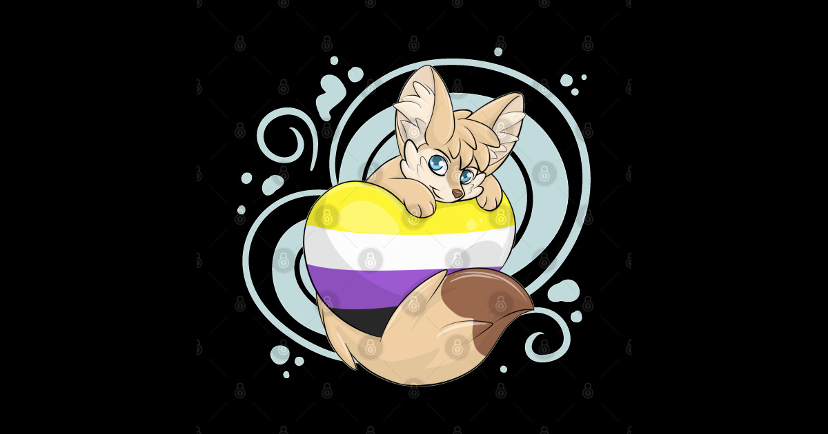 Non Binary-Flag with a Fennec Fox - Nonbinary - Sticker | TeePublic