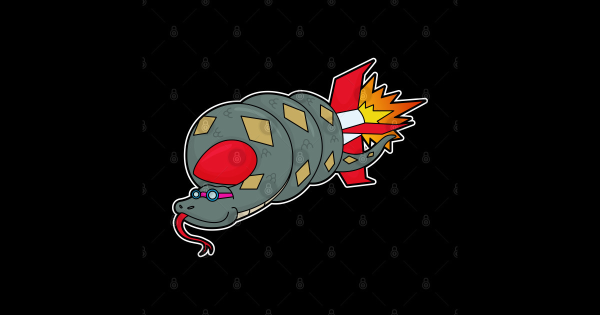 Snake with Rocket - Snakes - Sticker | TeePublic