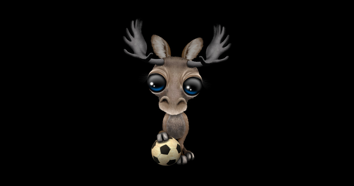 Cute Baby Moose With Football Soccer Ball - Football - Sticker | TeePublic