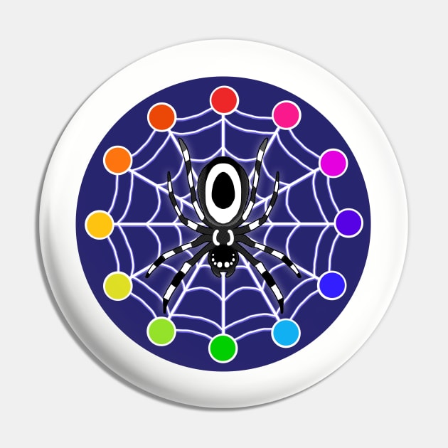 Color wheel Spider Design - Spider Design - Pin | TeePublic