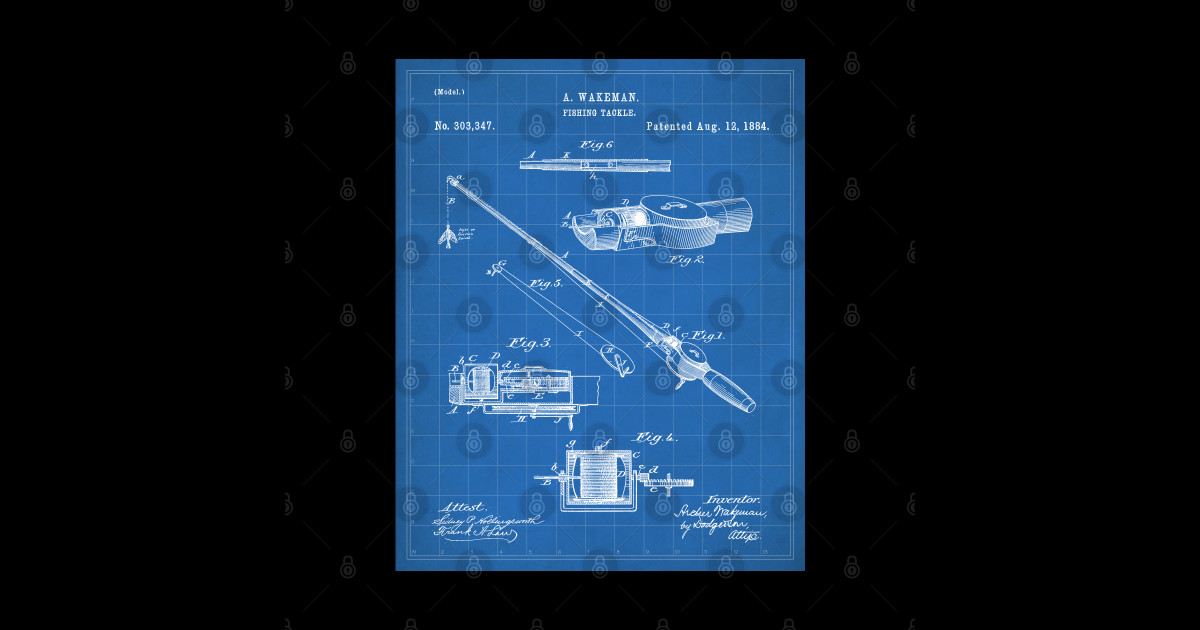 Fishing Rod Patent - Fishing Art - Blueprint - Fishing Rod - Sticker ...