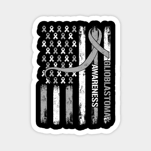 Glioblastoma Awareness Month American Flag Ribbon - Glioblastoma ...