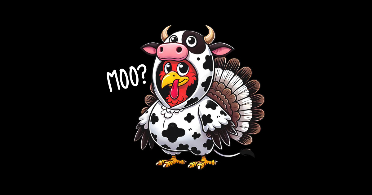 Funny Turkey Moo Thanksgiving - Turkey Moo Funny Thanksgiving - Sticker ...