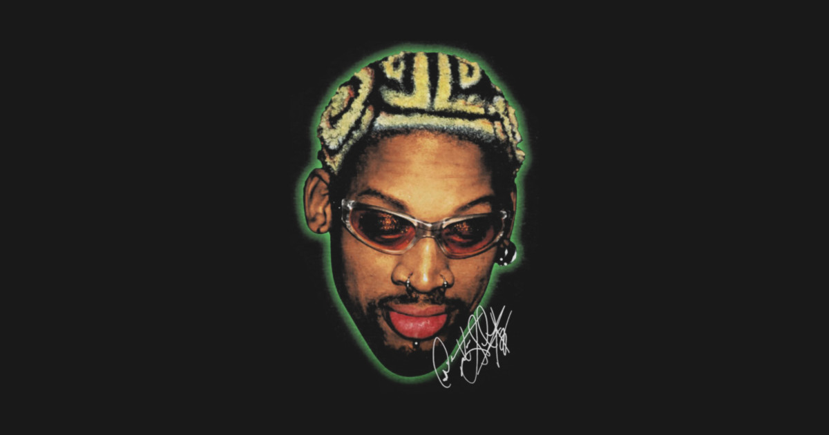Dennis Rodman Big Face Signature - Dennis Rodman - T-Shirt | TeePublic
