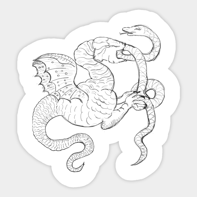 Dragon which strangle a snake - Dragon - Sticker | TeePublic