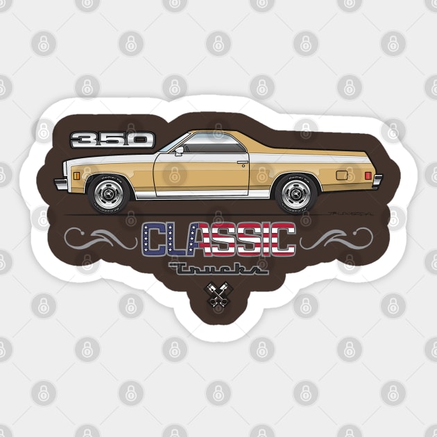 Gold & White 350 - Chevy El Camino - Sticker | TeePublic