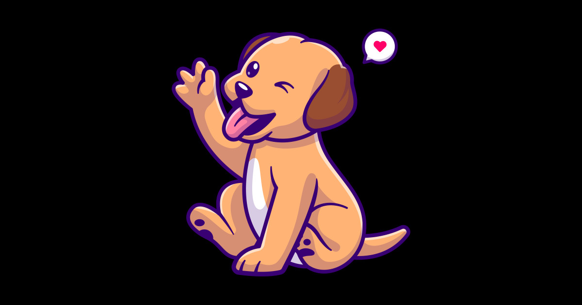Cute Dog Waving Hand Cartoon - Cute Dog Waving Hand Cartoon - Sticker ...