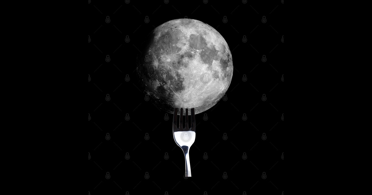 Moon and Fork - Moon - Sticker | TeePublic