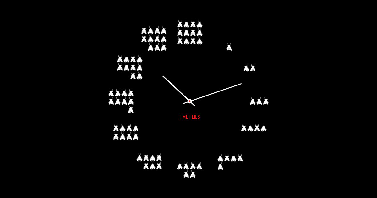 Time flies Funny No Numbers Fly Bug Pest Clock - Time Flies - Sticker ...