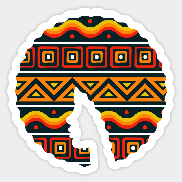 Afro Hair Woman with African Pattern, Black History - Afro - Sticker ...