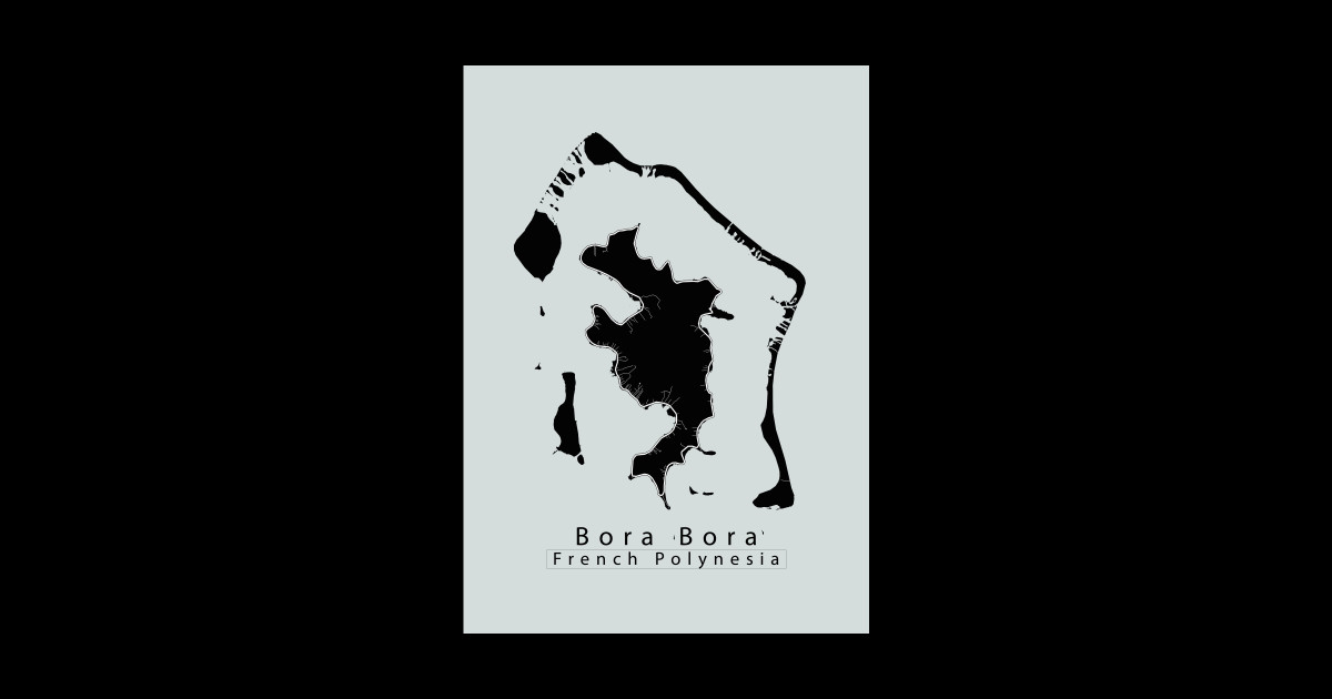 Bora Bora French Polynesia Island Map dark - Bora Bora - Sticker ...