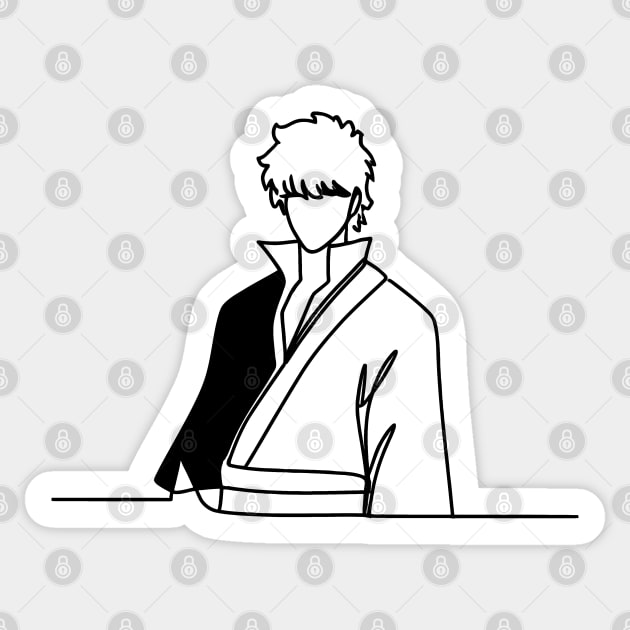 Gintoki Sakata Line Art - Gintama - Sticker | TeePublic