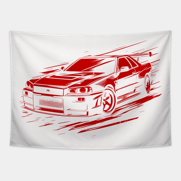 Skyline R34 Legendary JDM Ride Illustration - Red - Skyliner34 ...