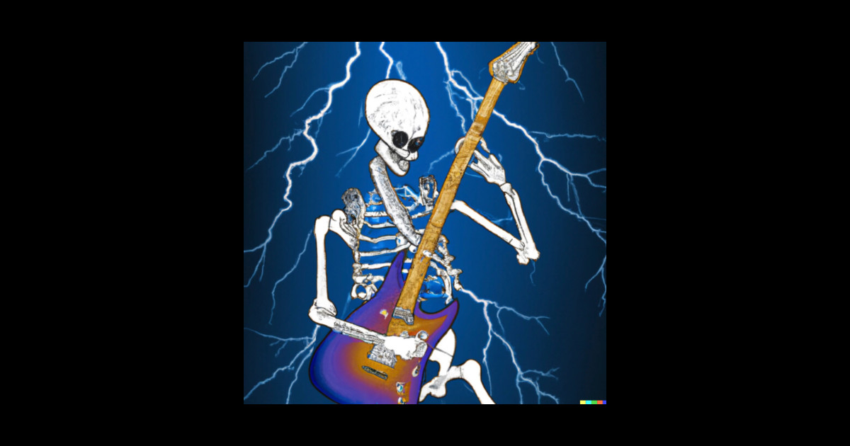 rocking out skeleton - Thunderstorm - Posters and Art Prints | TeePublic