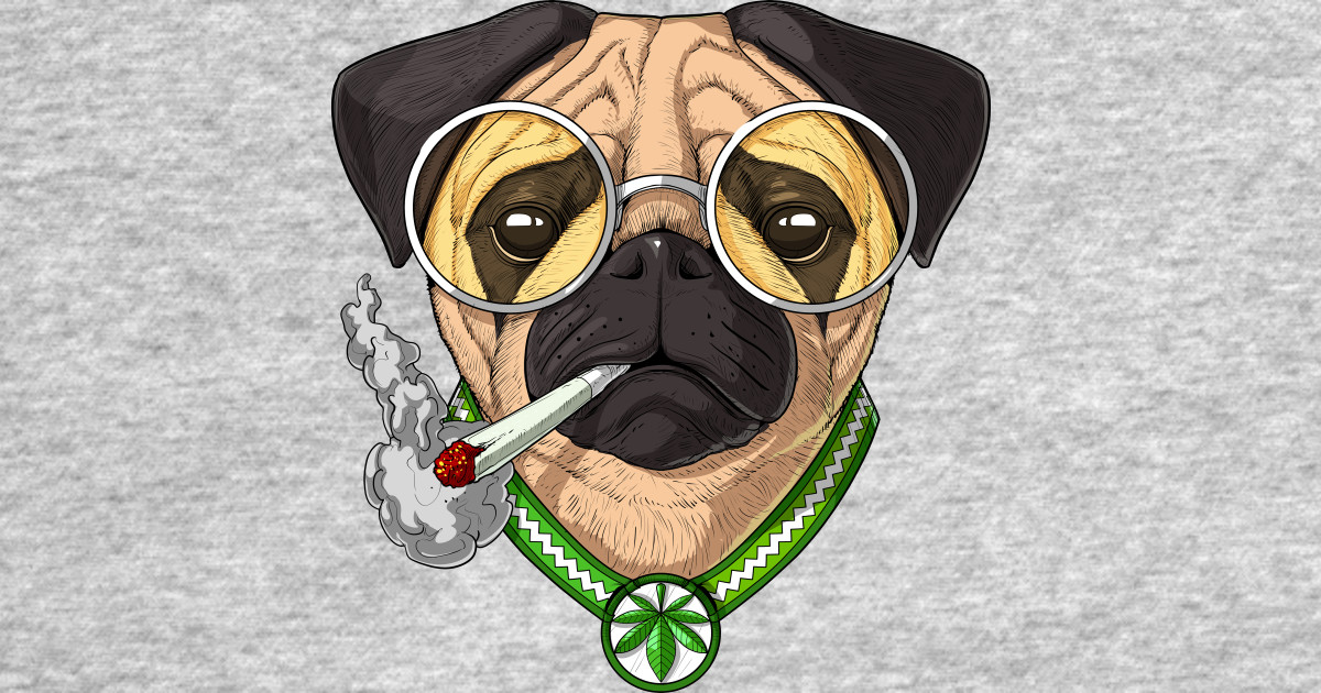 Pug Smoking Weed - Pug Smoking Weed - T-Shirt | TeePublic