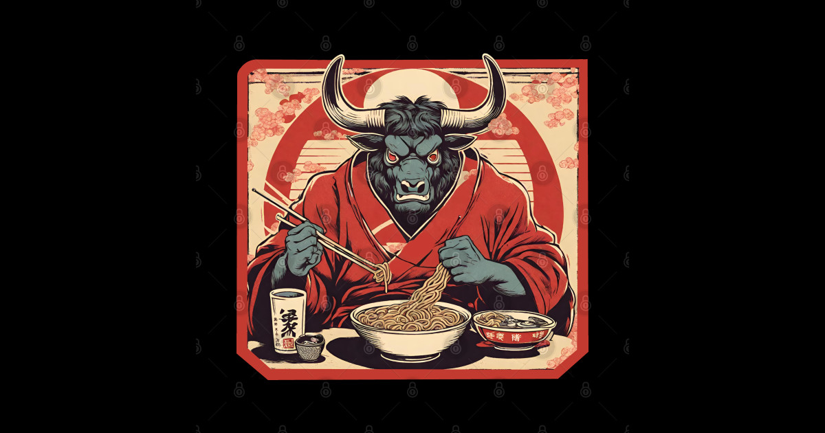 Minotaur eat ramen - Minotaur - Posters and Art Prints | TeePublic