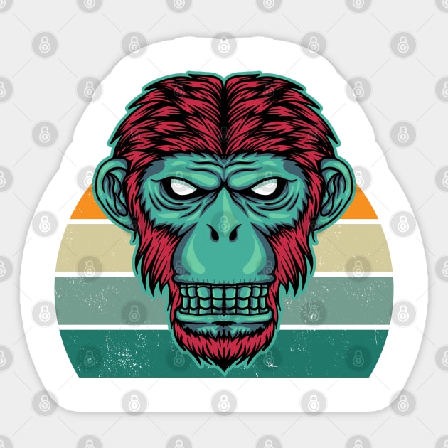 Monkey Retro Art - Monkey Face - Sticker | TeePublic