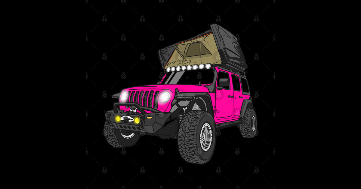 Jeep Wrangler Camp Time - Pink Jeep - Jeep Wrangler - Sticker | TeePublic