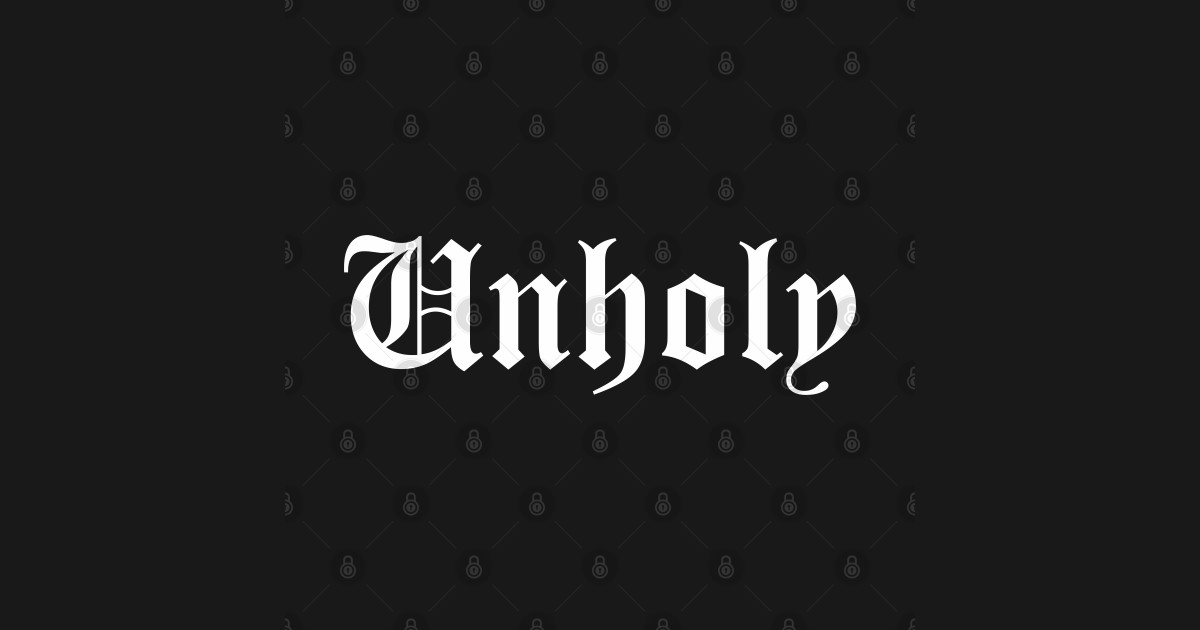 "Unholy" Goth All Black Old School English Font Grunge Basic Tee - Dead ...