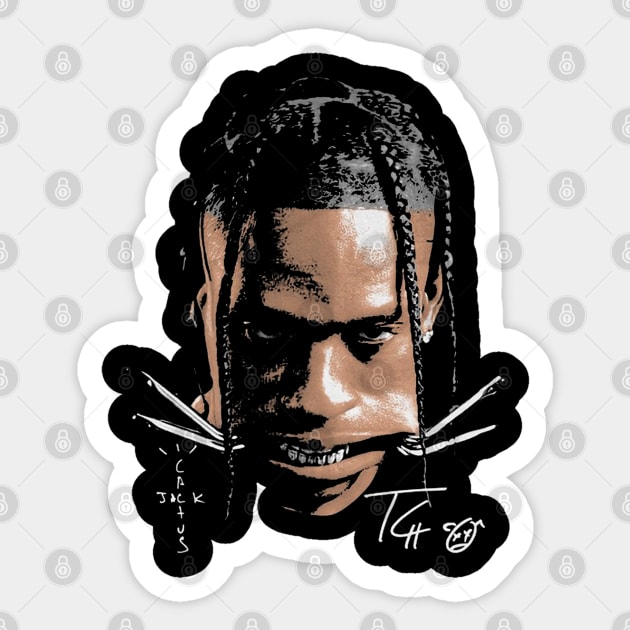 Travis Big Face - Rapper - Sticker | TeePublic