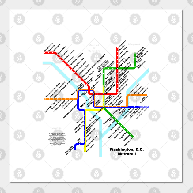 Washington DC Metrorail Map - Dc Metro - Posters and Art Prints | TeePublic