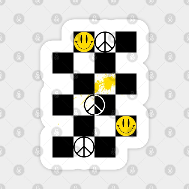 Checkered Smiley Face & Peace Sign - Y2k - Magnet | TeePublic