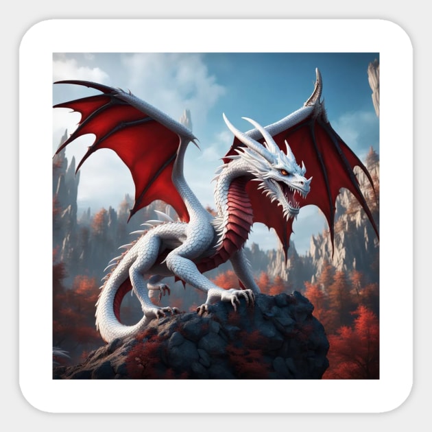 White Dragon - Dragon - Sticker | TeePublic