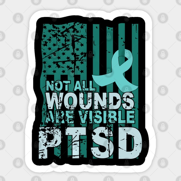 PTSD Awareness Not All Wounds Are Visible Teal Ribbon Flag - Ptsd ...