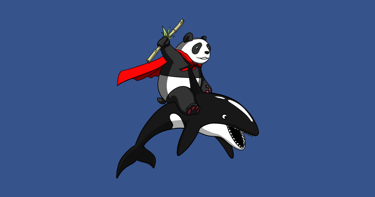 Panda Bear Riding Orca Whale - Panda Riding Orca - Long Sleeve T-Shirt ...