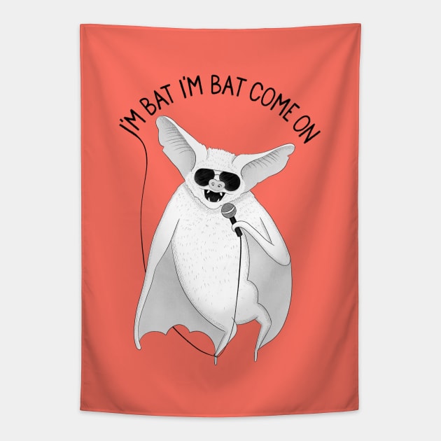 Bat | Animal Karaoke collection | Red - Cute Animals - Tapestry | TeePublic