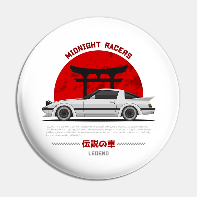 Midnight Racer White RX 7 FB JDM - Rx7 Fb - Pin | TeePublic